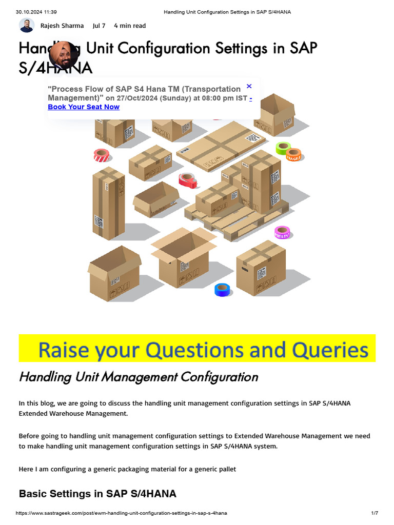 Handling Unit Configuration Settings in SAP S_4HANA | PDF | Packaging ...
