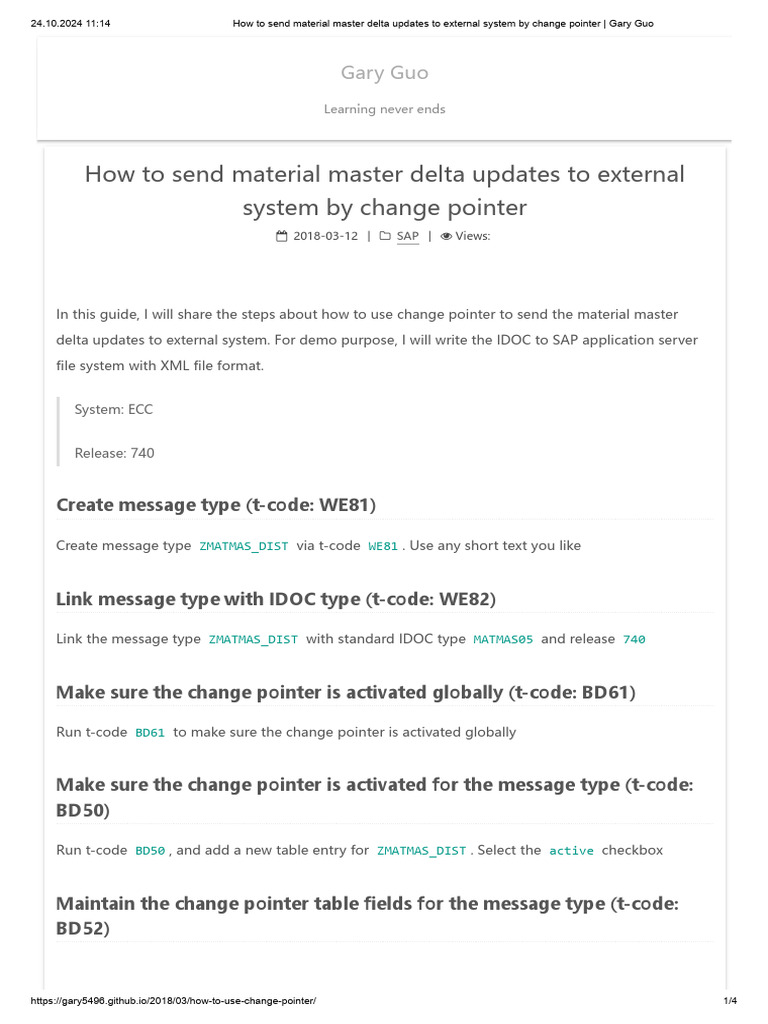 How To Send Material Master Delta Updates To External - MATMAS IDOC ...