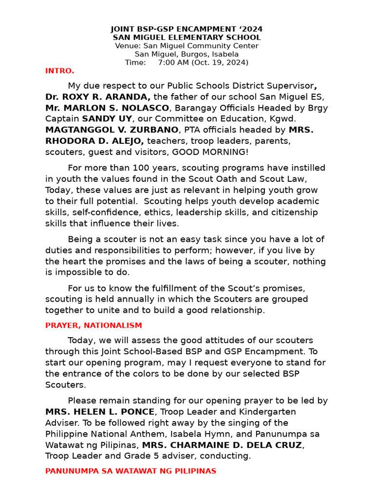 Ygho-SCOUTING SCRIPT | PDF | Scouting | Youth Movements