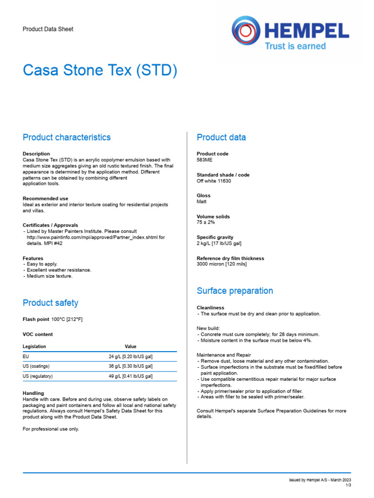 Casa Stone Tex 583ME Bluegates | PDF | Paint | Humidity