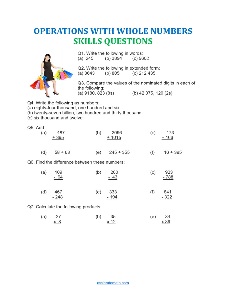 Whole Numbers Skills Pdf Teaching Methods Materials Computers