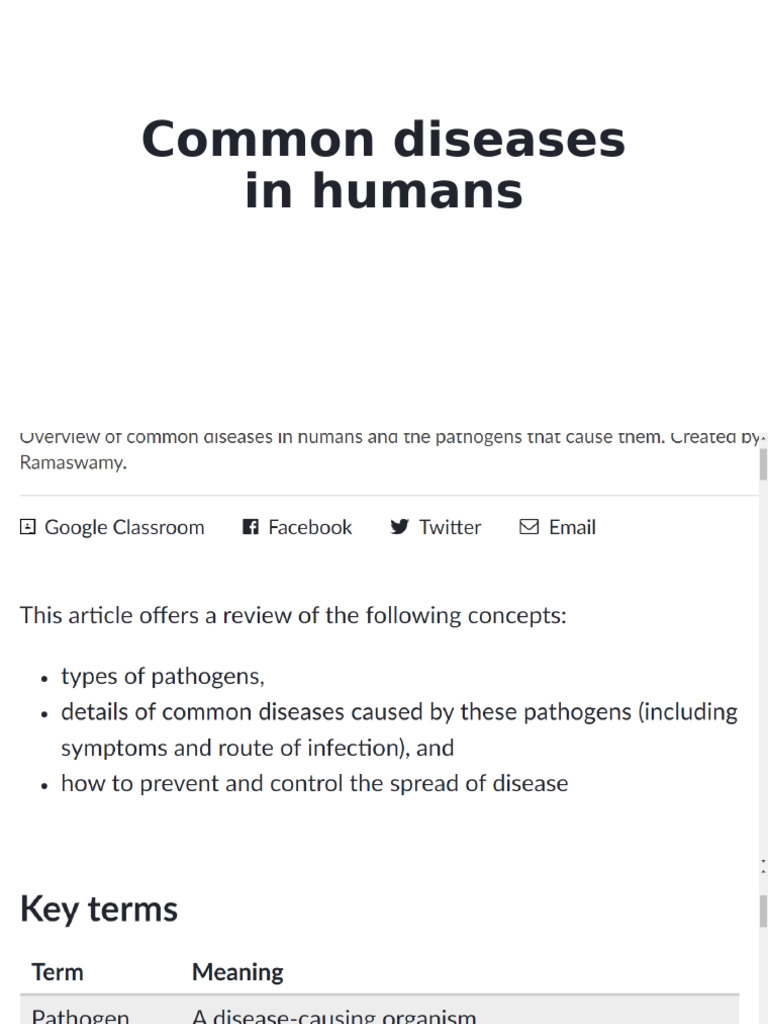 Common Human Diseases Overview | PDF | Self-Improvement