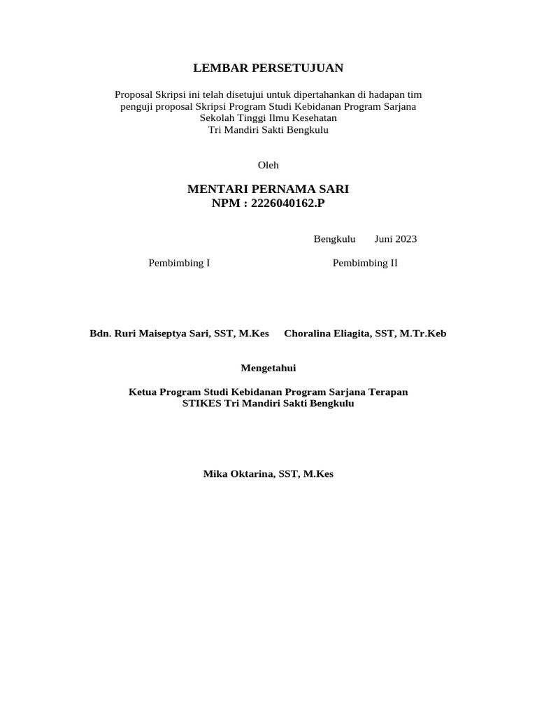 Lembar Persetujuan Mentari | PDF