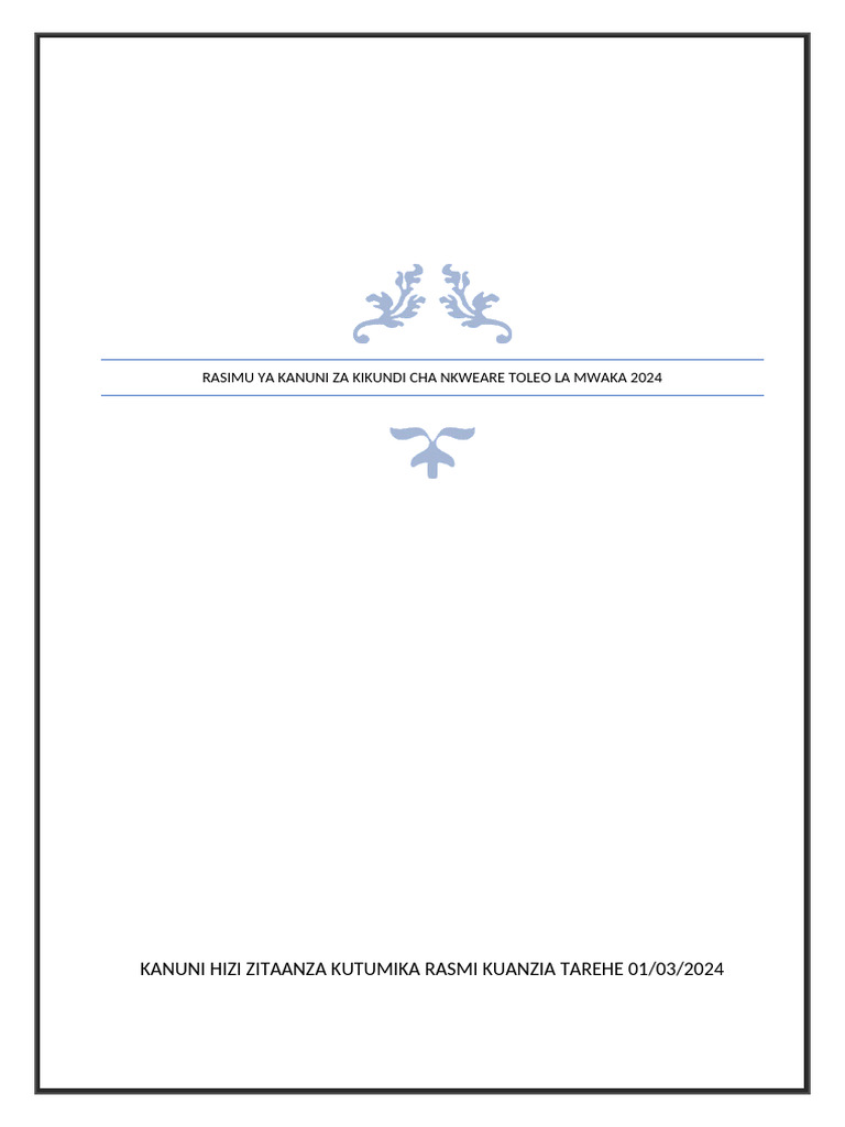 Rasimu Ya Kanuni Nkweshoo - Final | PDF