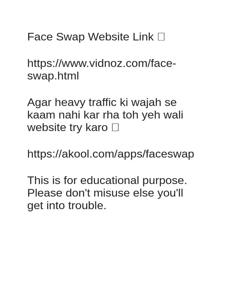 Face Swap Website Link | PDF