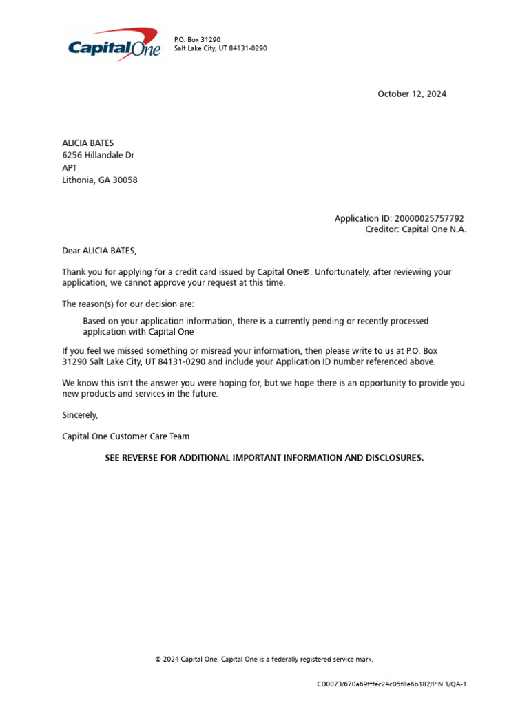 Adverse Action Letter | PDF | Business | Law