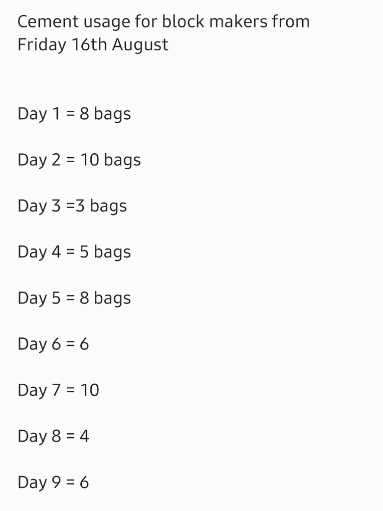 Block Moulding Cement Usage | PDF