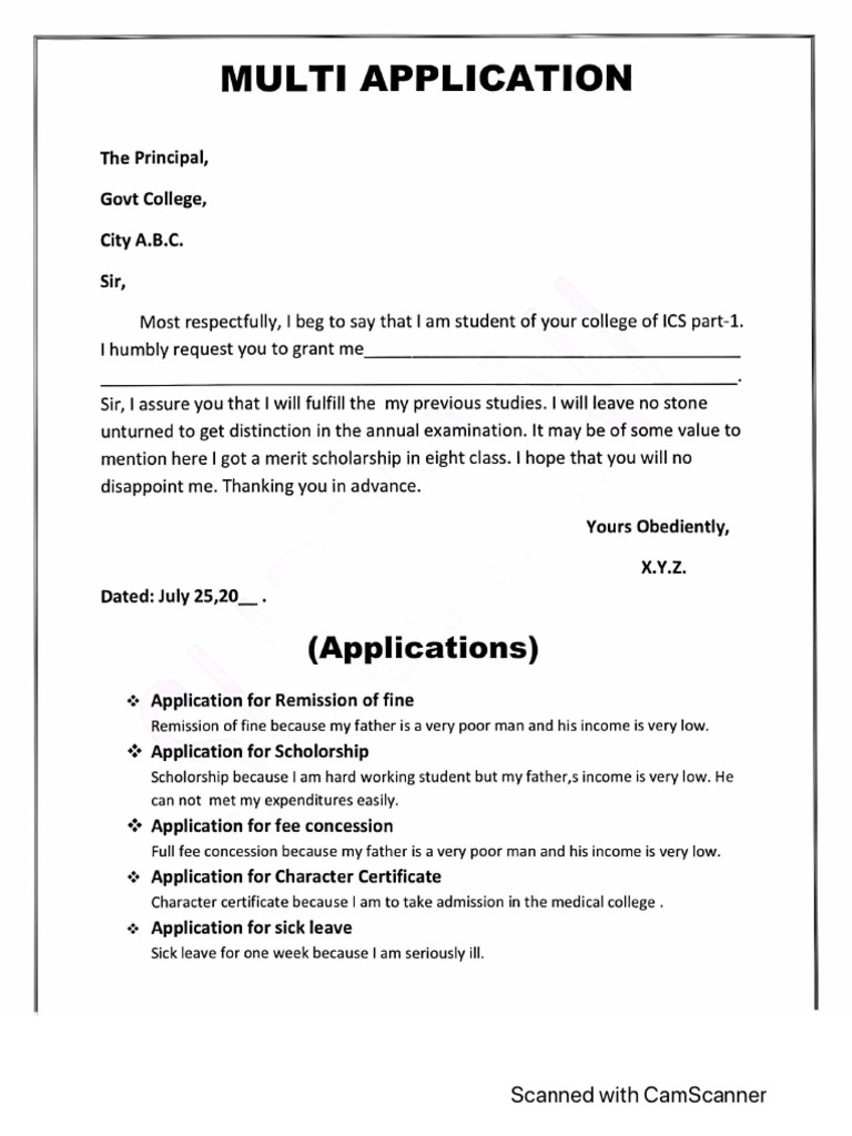 1st Year English Multi Application Letter + Stanza | PDF