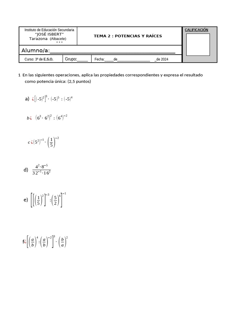 Tema 2. Potencias y Raices | PDF
