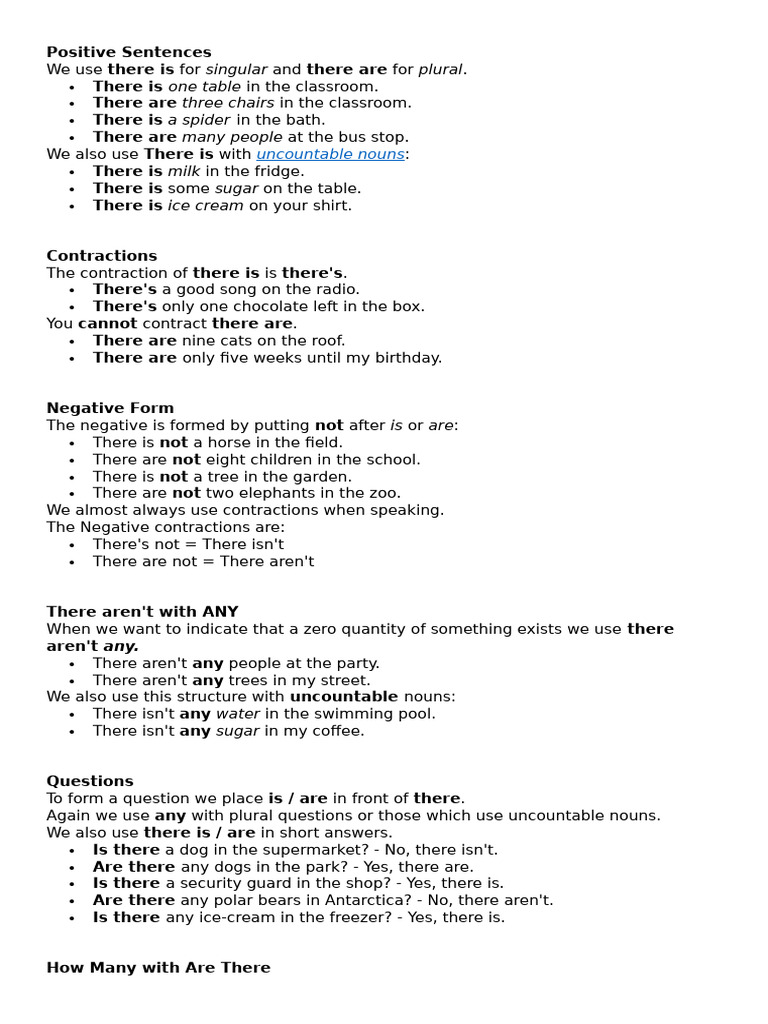 Understanding "There Is" and "There Are" | PDF