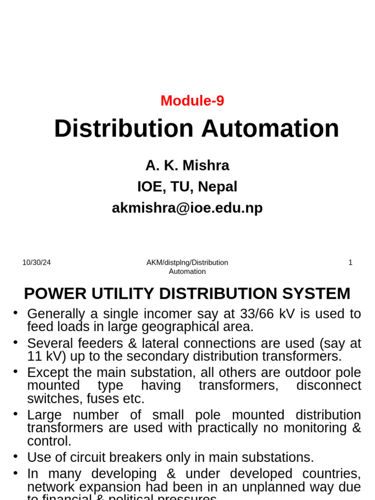 M9-Distribution Automation | PDF | Electric Power Distribution | Electrical Substation
