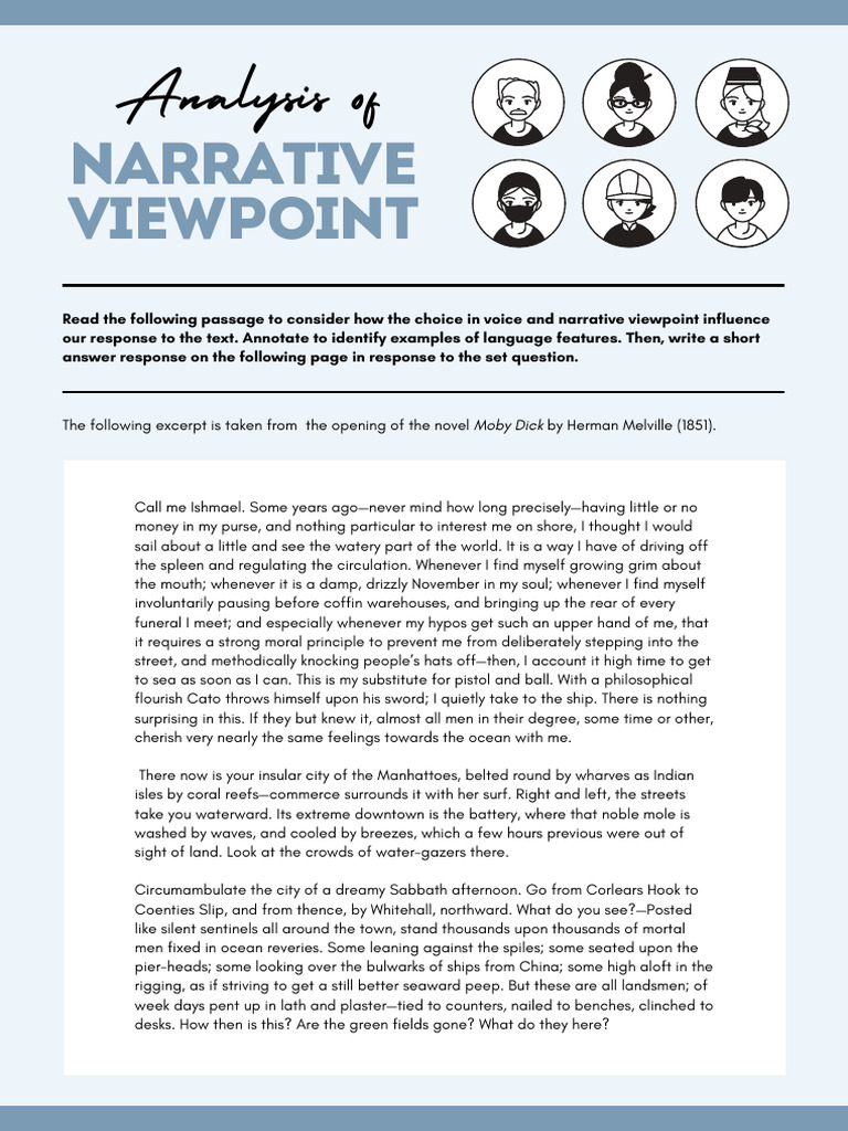 Analysing Narrative Viewpoint Digital and Printable Worksheet in White Blue - 20241030 - 165618 ...
