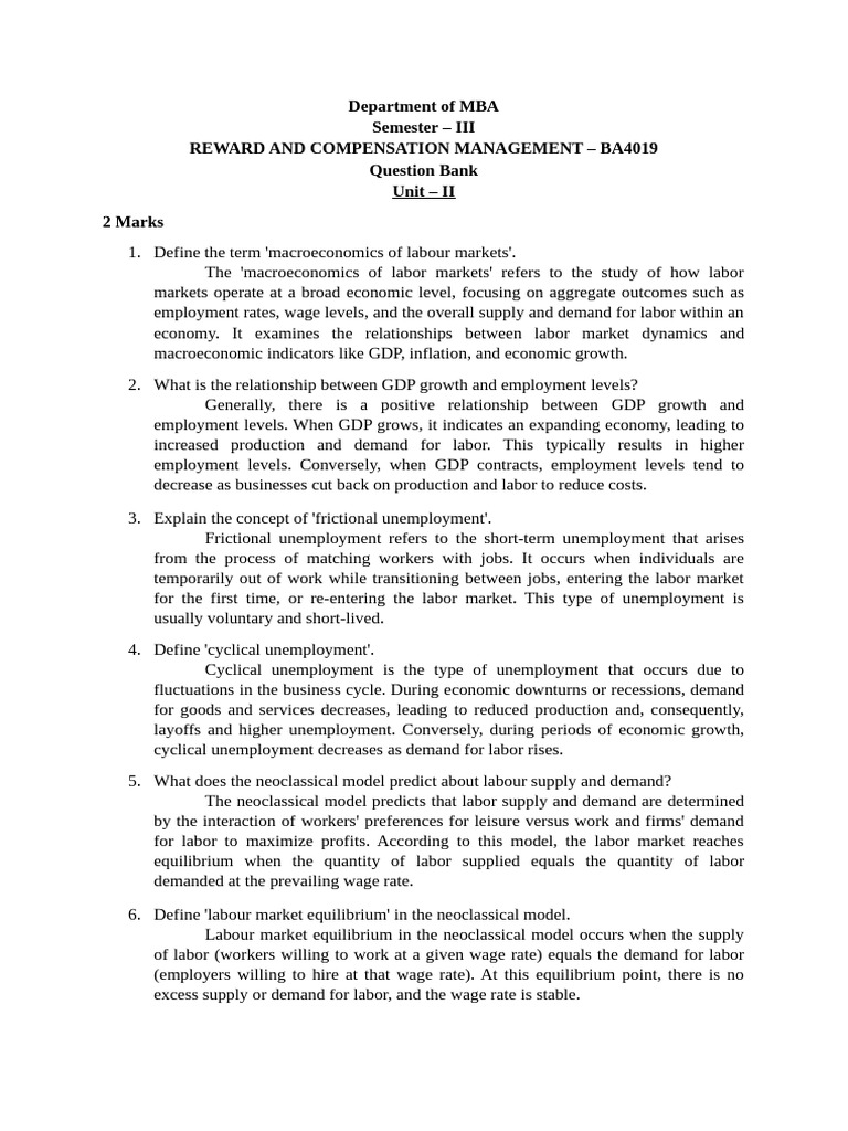 RCM_ Unit 2_ QB | PDF | Labour Economics | Unemployment