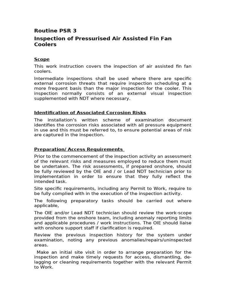 Fin Fan Coolers Inspection Guidelines | PDF | Stainless Steel ...