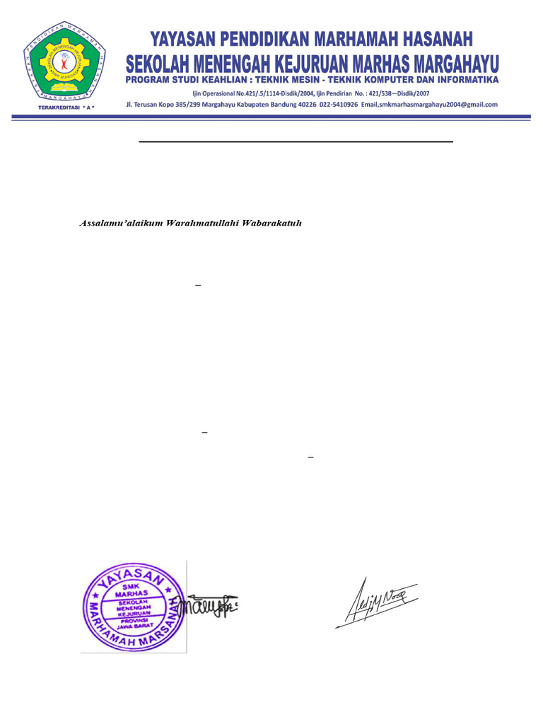 Surat Pemberitahuan Ujikom Orangtua 2024-2025 | PDF