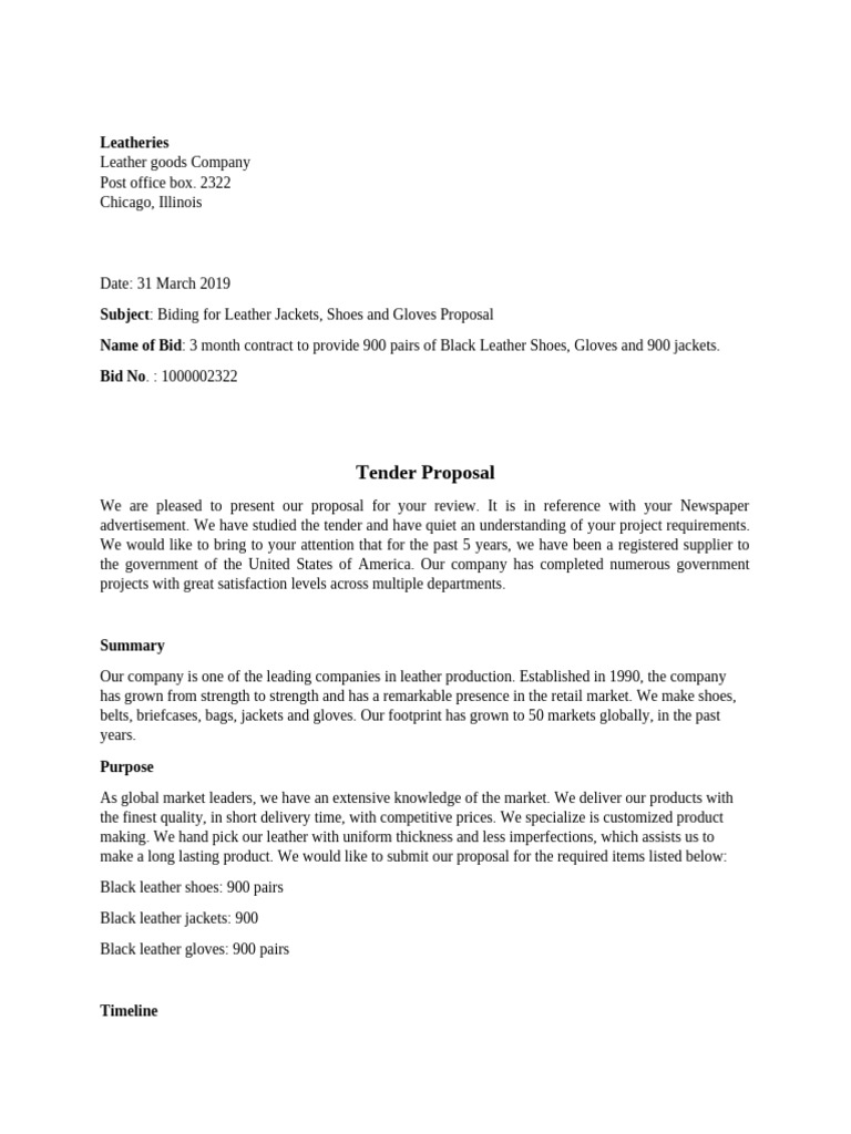 Tender proposal template | PDF