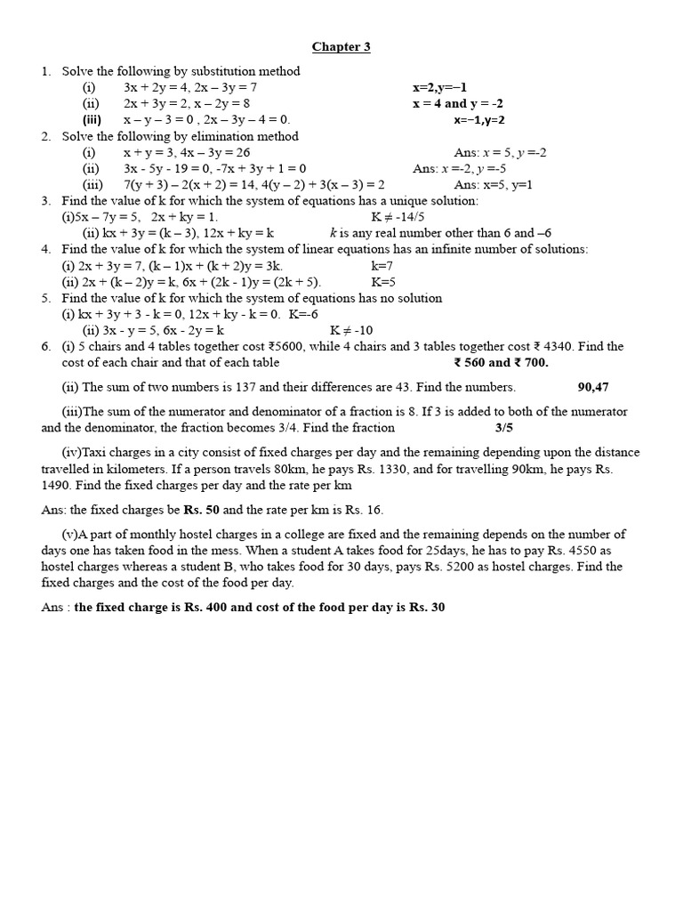 Chapter 3 Linear Equation In Two Variable Pdf Applied Mathematics 4495