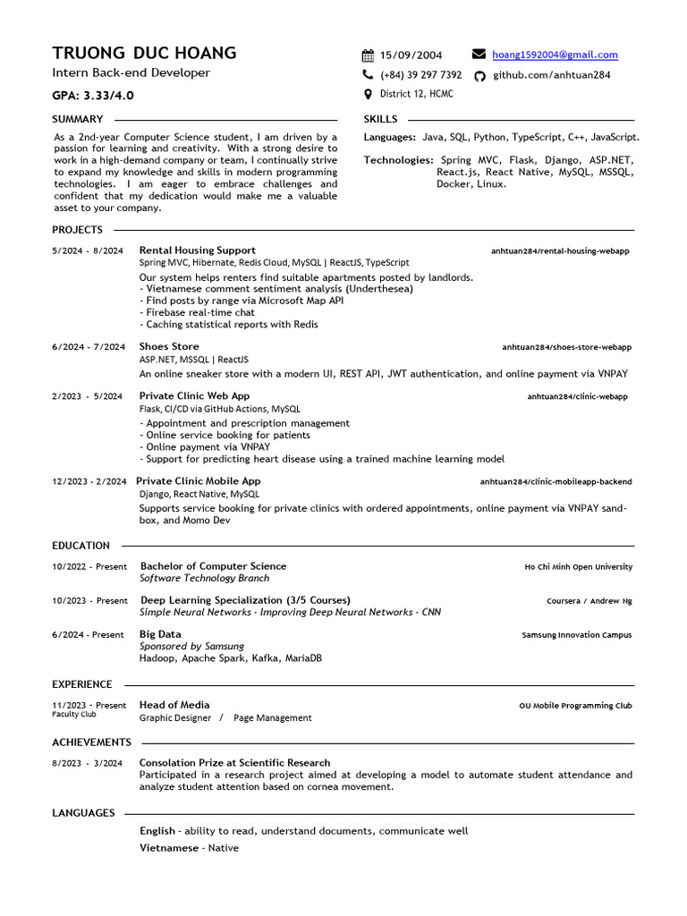 CV Final | PDF | My Sql | Microsoft Sql Server