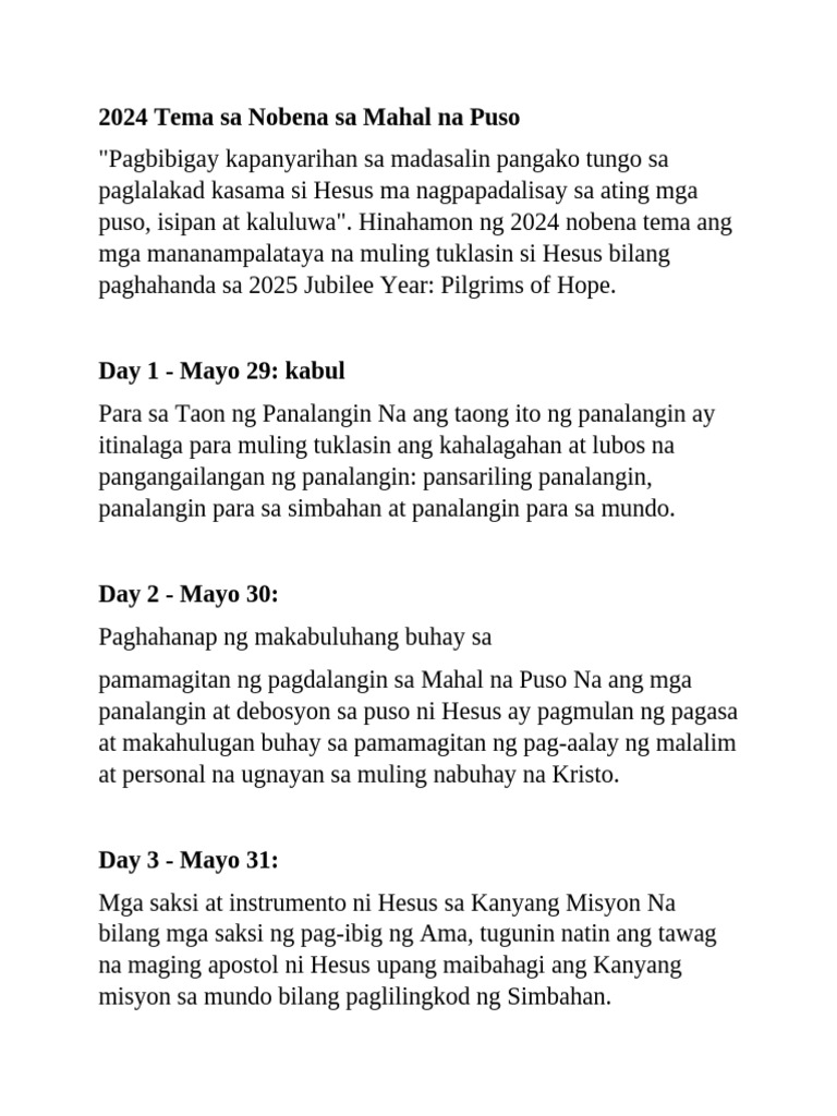 2024 Tema Sa Nobena Sa Mahal Na Puso | PDF
