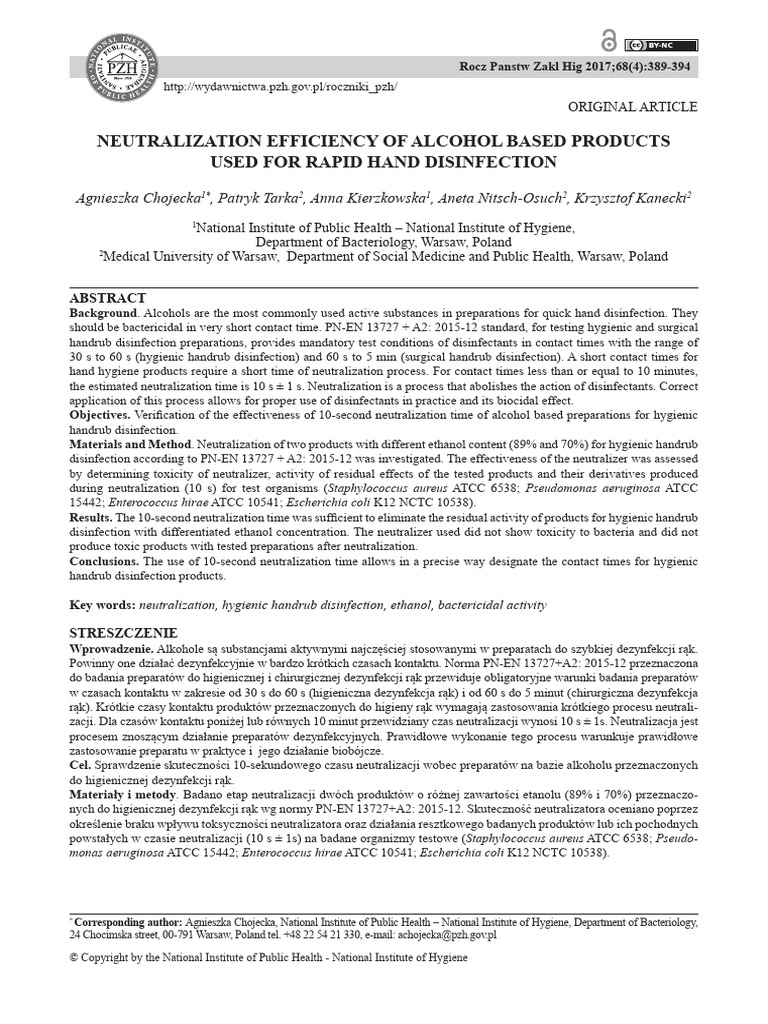 Neutralization Efficiency of Alcoho | PDF
