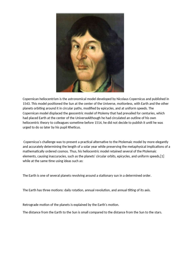 Copernican Heliocentrism Explained | PDF | Orbit | Heliocentrism