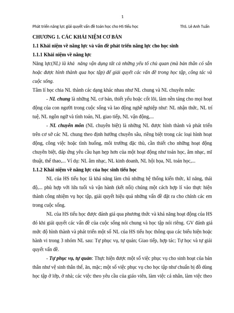 Phat Trien NLGQVD Toan Hoc Cho HS Tieu Hoc - Ban Day | PDF