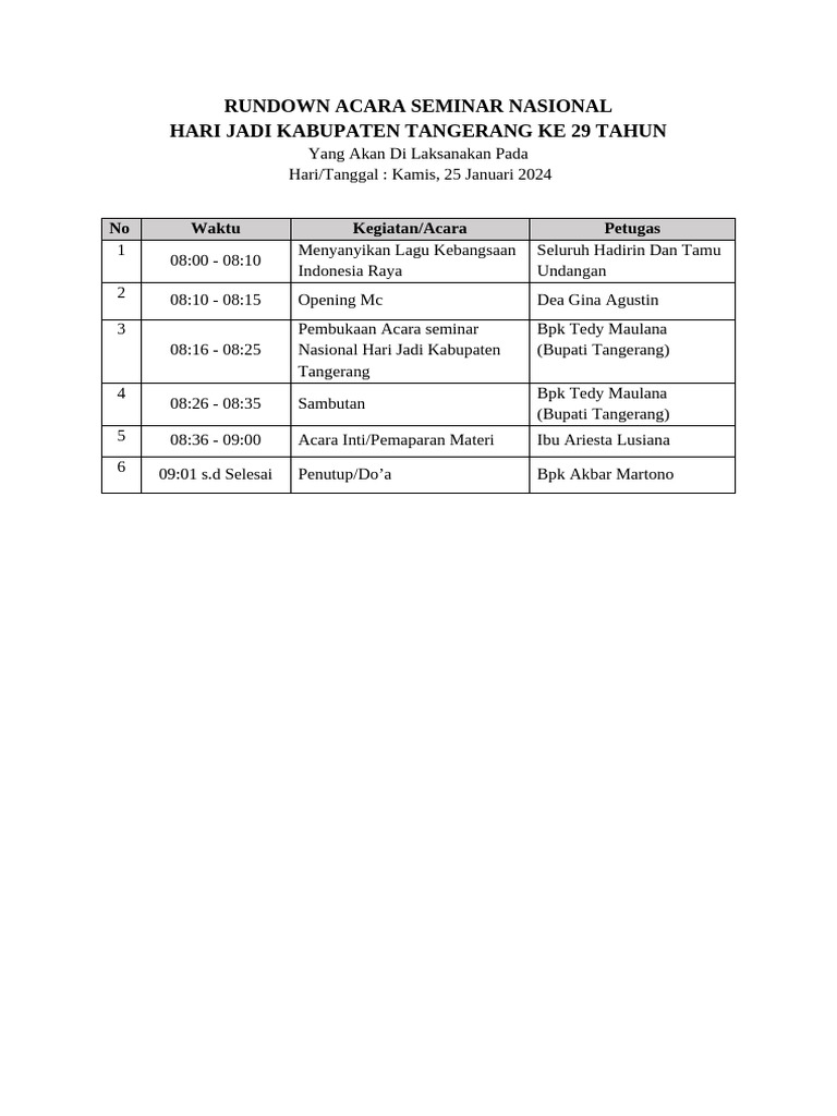 RUNDOWN ACARA SEMINAR | PDF