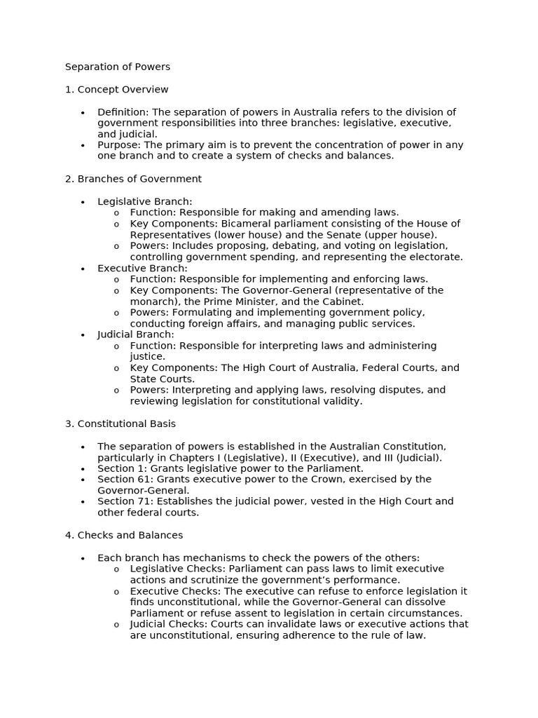 Sepration of power notes | PDF | Separation Of Powers | Bill (Law)