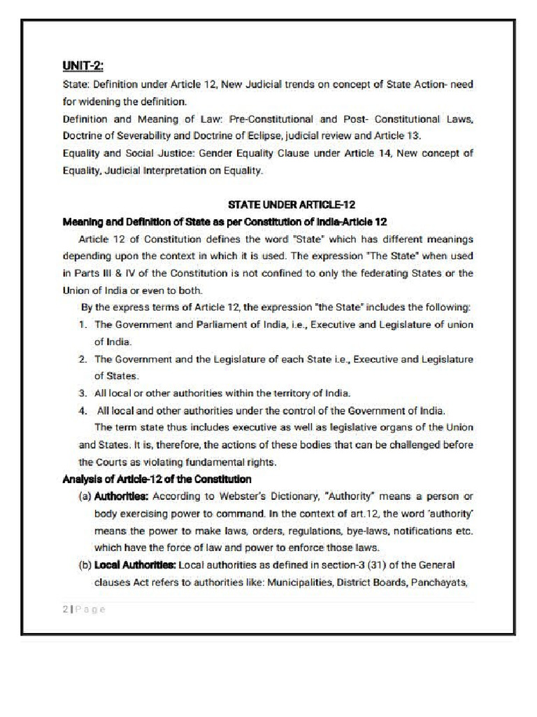 Constitution Unit 2 Notes | PDF