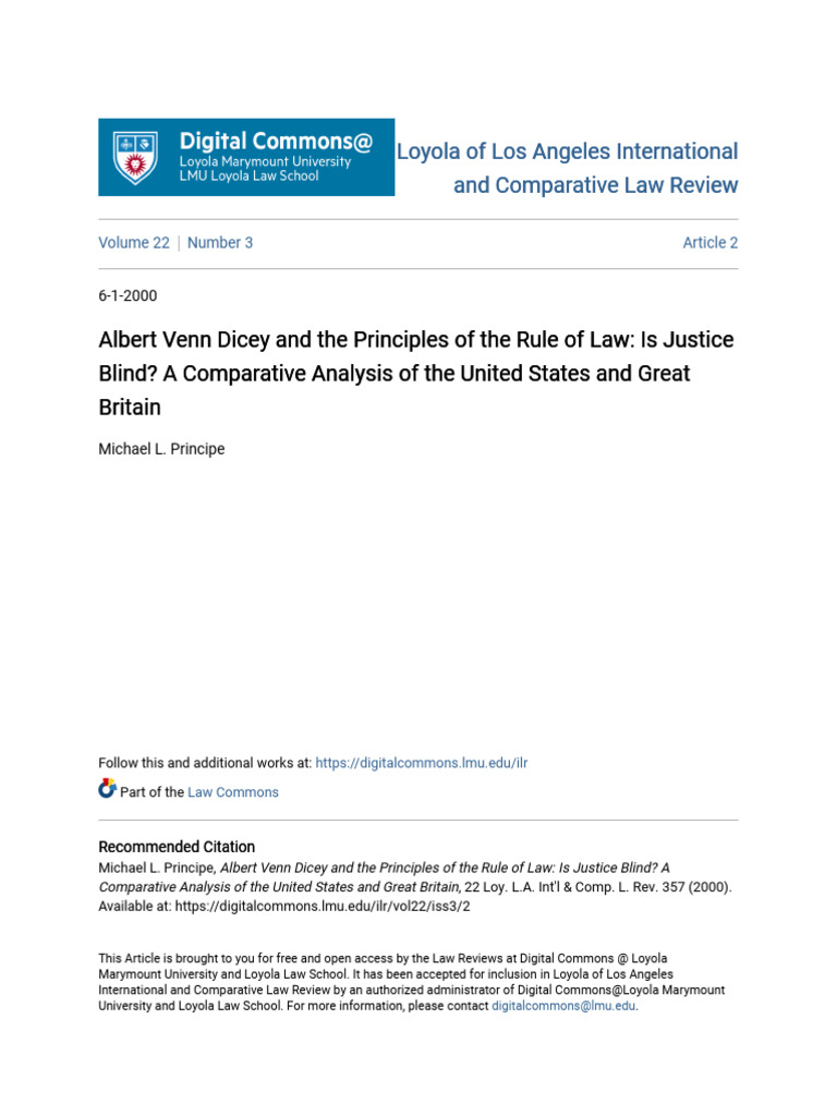 Albert Venn Dicey and The Principles of The Rule of Law - Is Justi ...