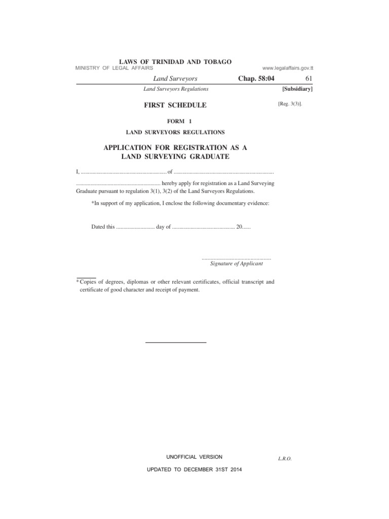 Application Form Land Surveyor | PDF