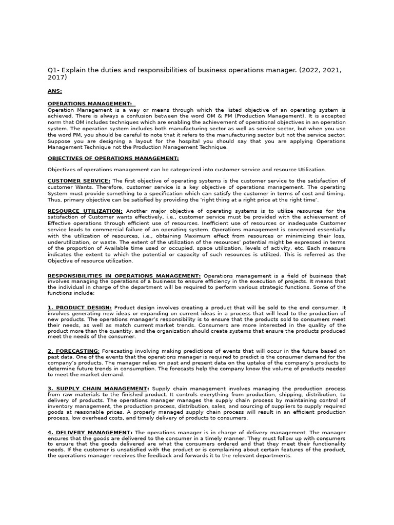 Operations Management Notes | PDF | Operations Management | Supply Chain