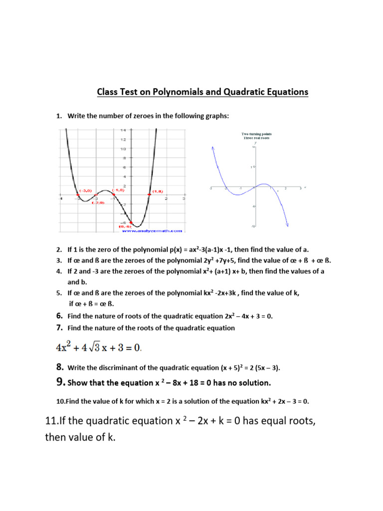 Revision Polynomials | PDF | Science & Mathematics
