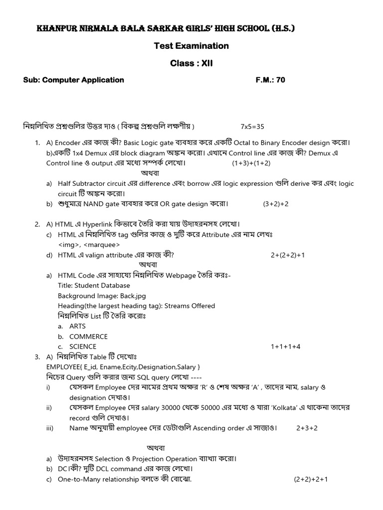 Class XII Computer Application Exam | PDF | Microsoft Access | Data Management