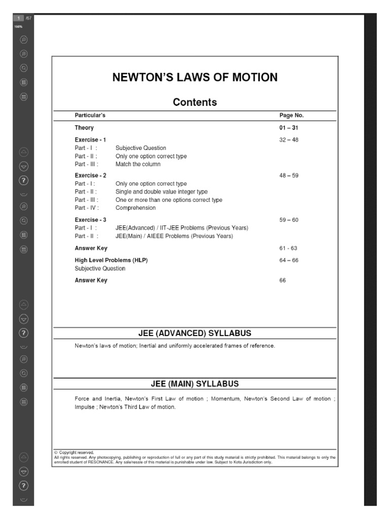 Newton’s laws of Motion sheet | PDF