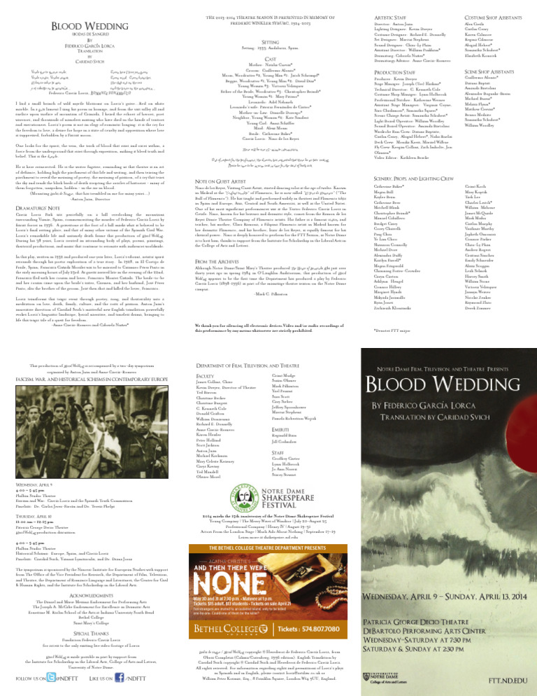 Blood Wedding s2014 | PDF | Federico García Lorca