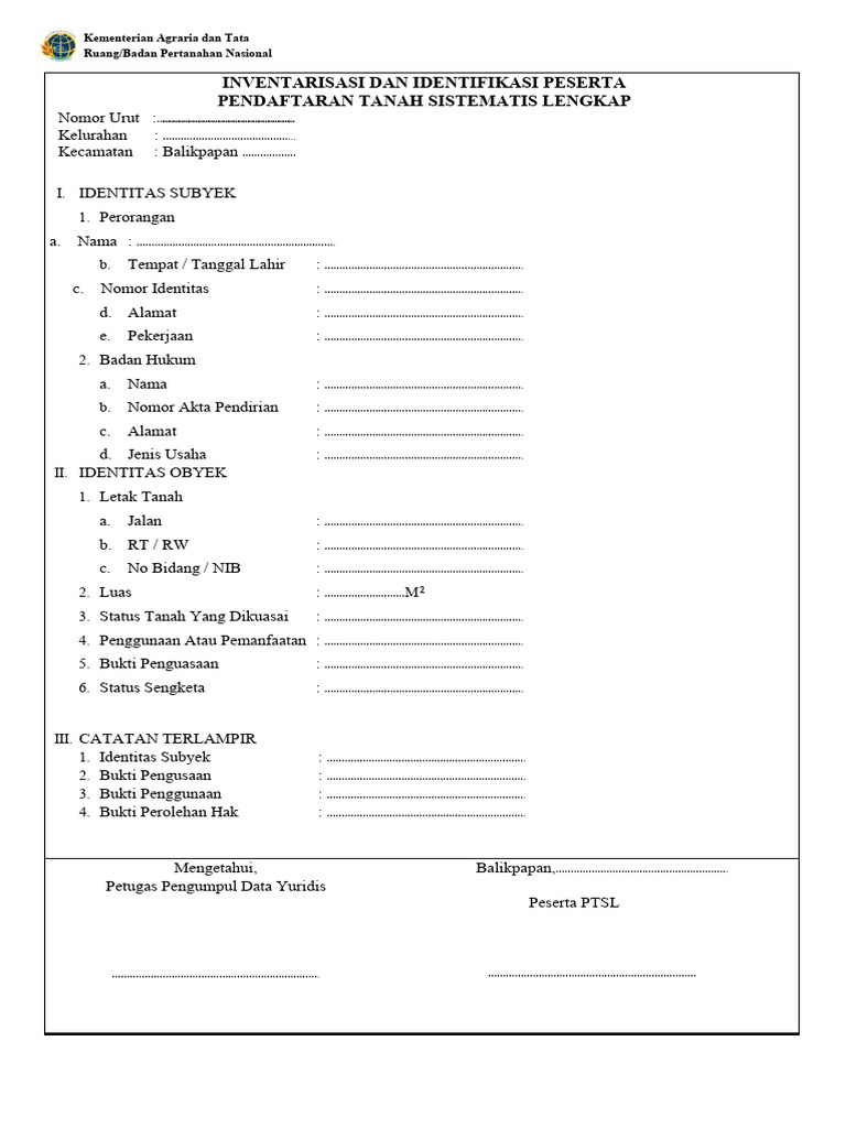 Formulir PTKL 2024 Sesuai Instruksi Walikota - 241007 - 093639 | PDF ...