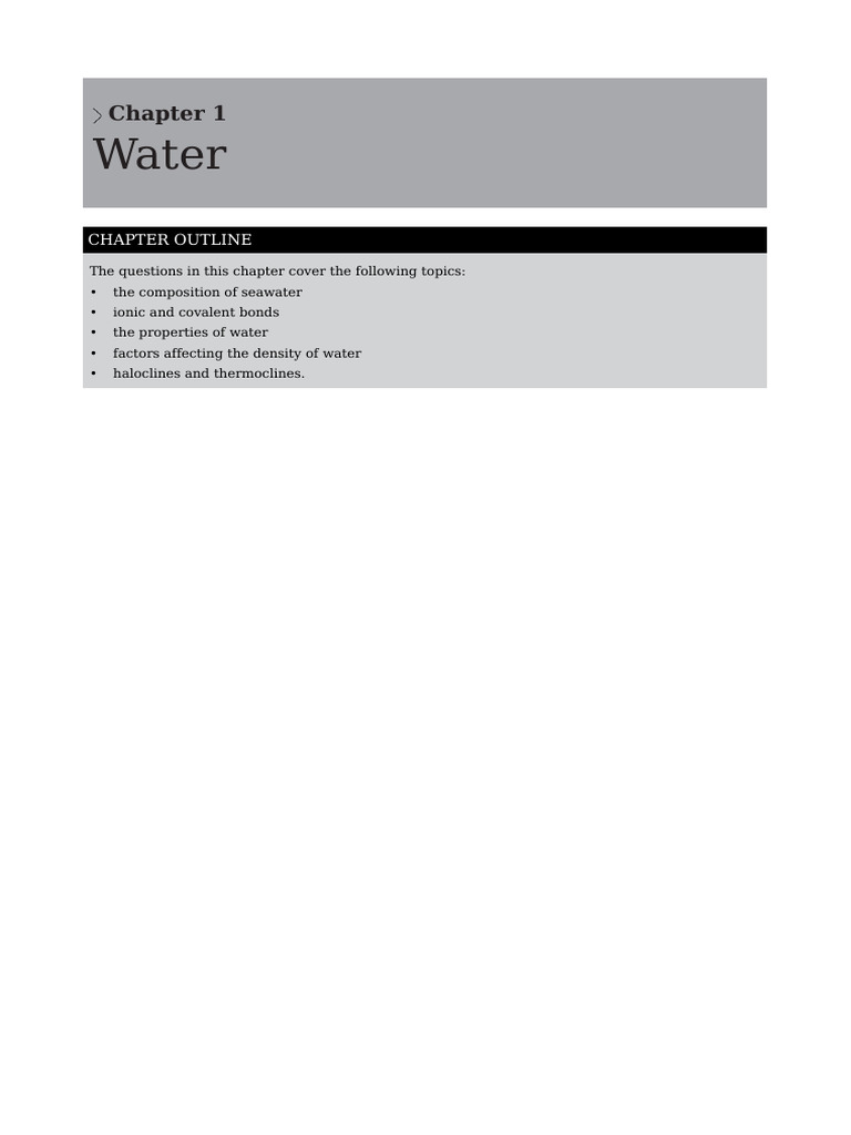 Marine Science Workbook - Chapter 1 | PDF | Chemical Bond | Ion