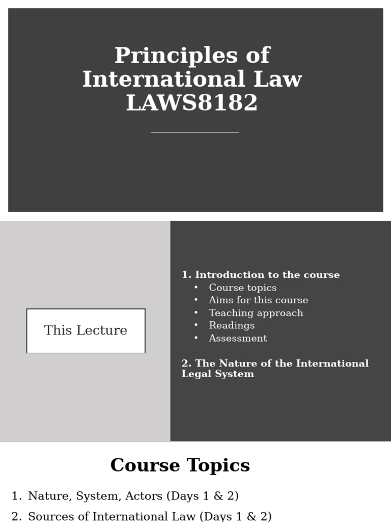 Day 1 Lecture 1 Intro Pdf International Law Treaty