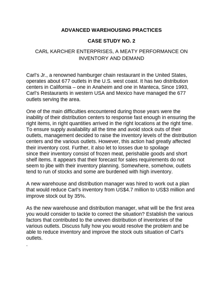 Case Study No 2 - Advanced Whse Practices | PDF | Law | Wellness