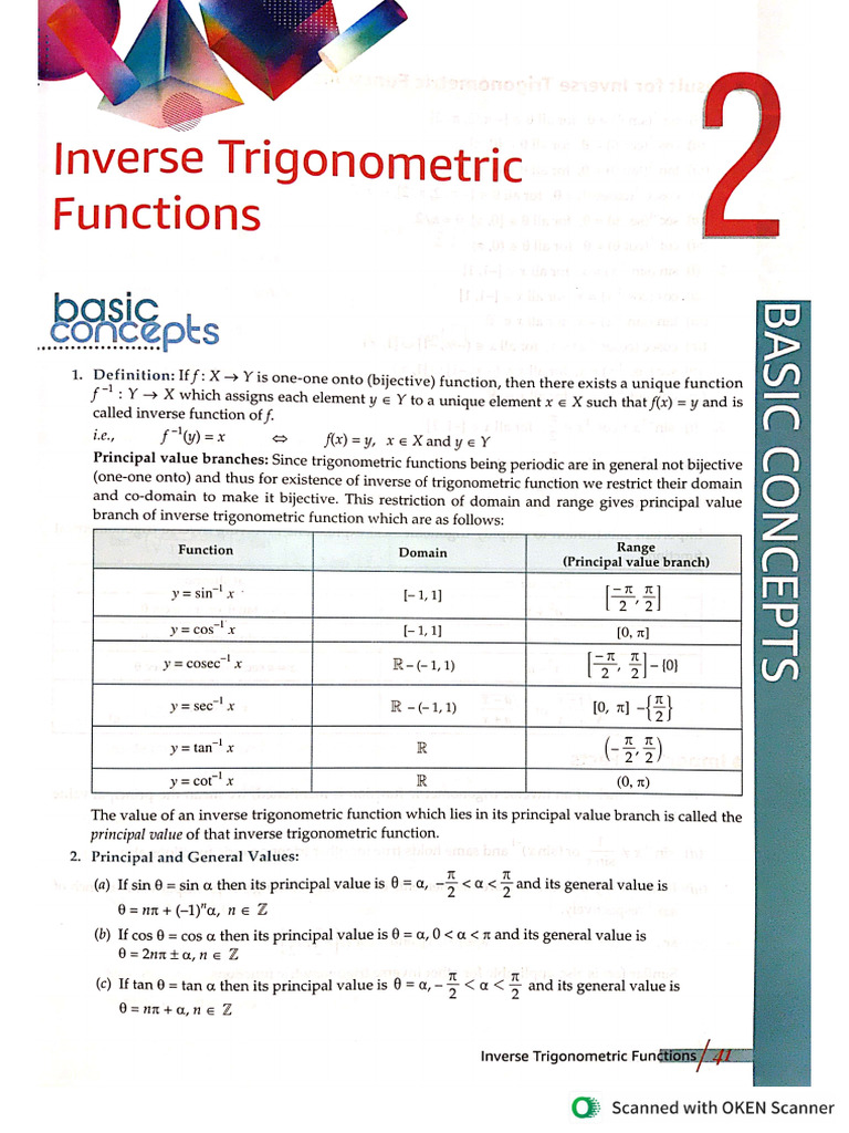 inverse trigonometric functions | PDF
