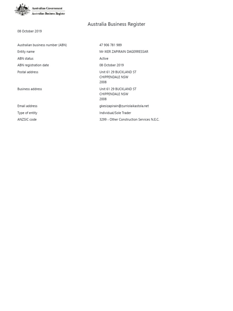 ABN Advice Letter | PDF