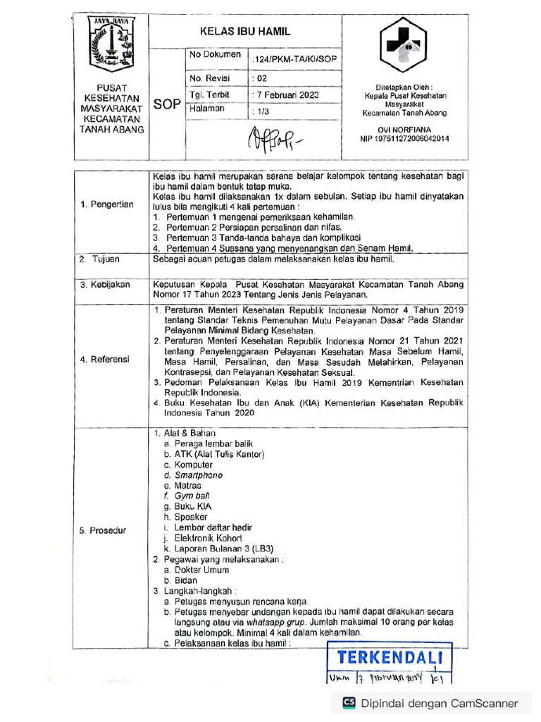 Sop Kelas Ibu Hamil | PDF