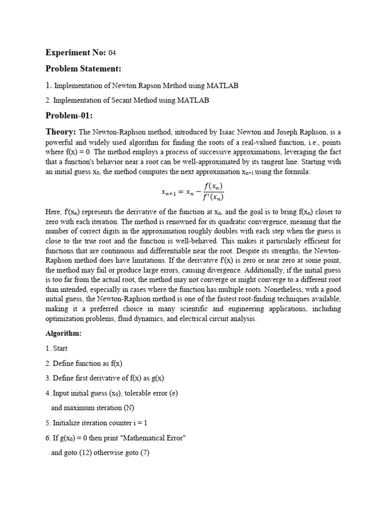lab04: newton raphson and secant Method | PDF | Mathematics Of ... lab04: newton raphson and secant Method | PDF | Mathematics Of ...
