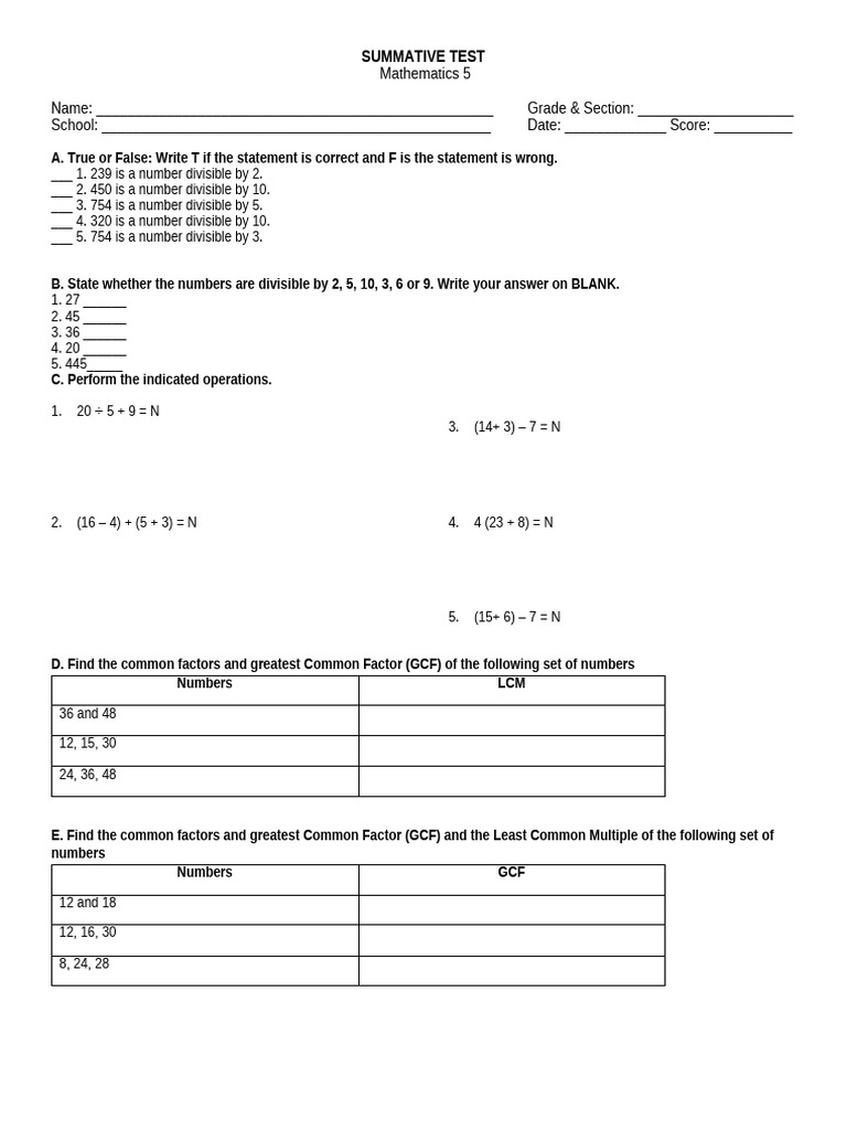 Summative Test | PDF
