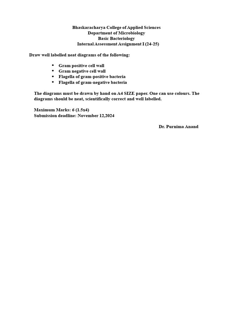 Basic Bacteriology Assignment I 24-25 | PDF