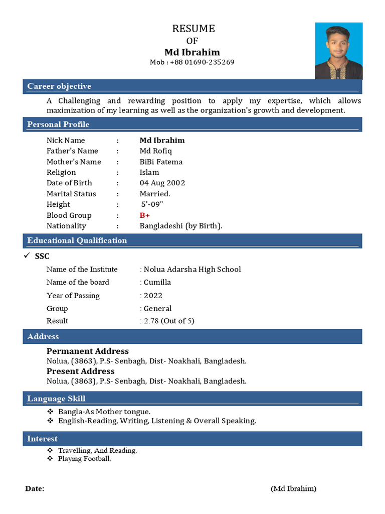 Md. Ibrahim CV | PDF