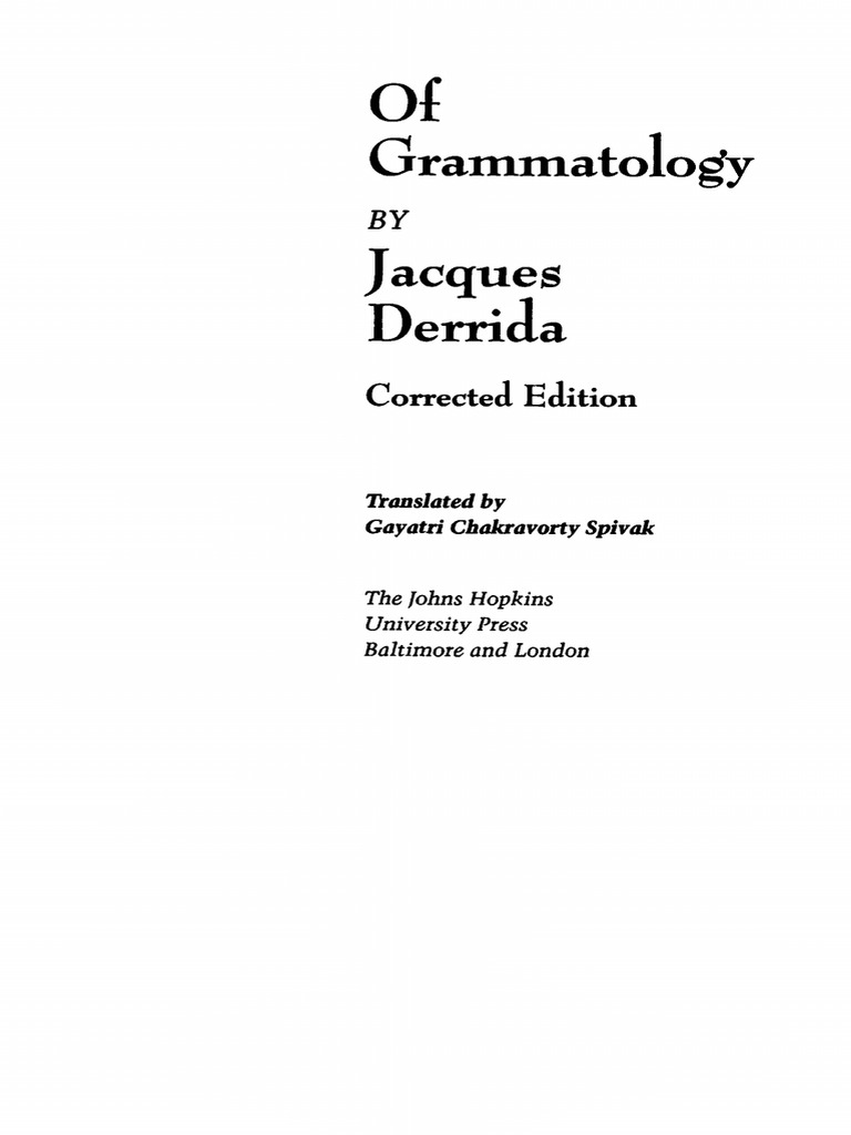 SPIVAK, G. (1997) "Translator's Preface" (Of Grammatology) | PDF