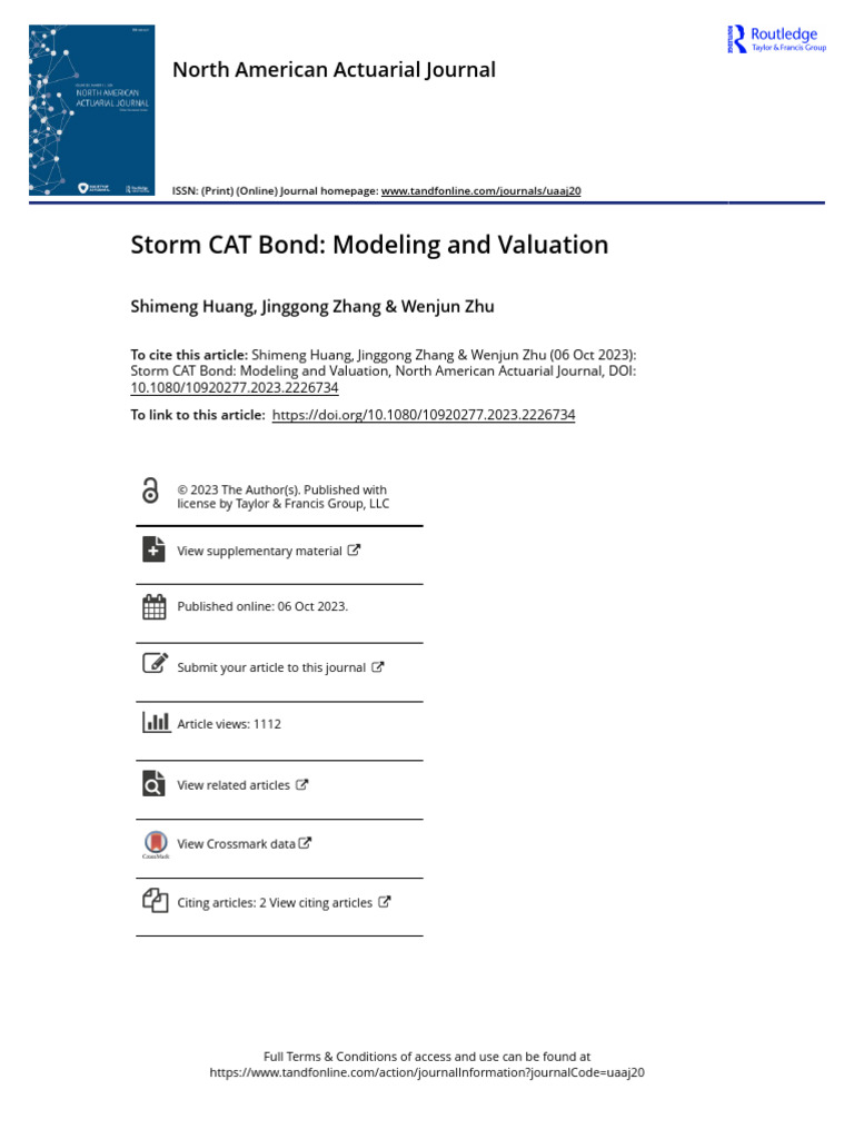 Storm CAT Bond Modeling and Valuation | PDF | Bonds (Finance) | Reinsurance