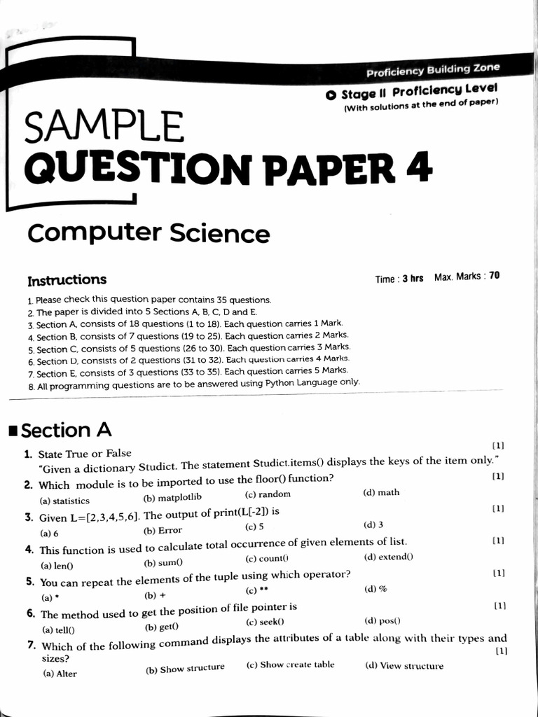 Arihant Computer Sample Paper 4 | PDF